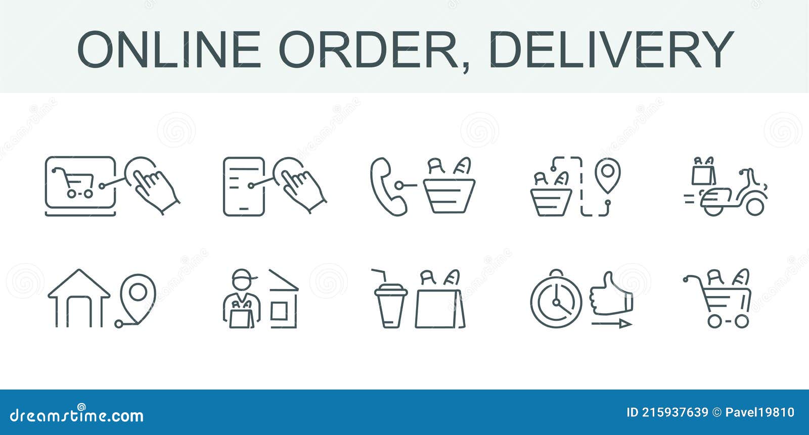 A Set of Vector Icons for Online Ordering and Delivery. Stock Vector ...