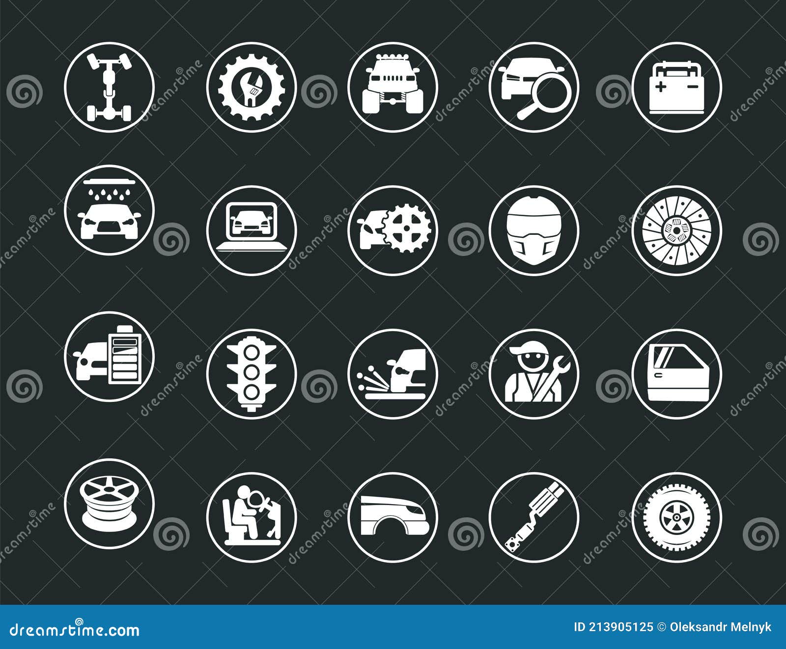 Set Vector Icons with Open Path Cars Transport with Elements for Mobile ...