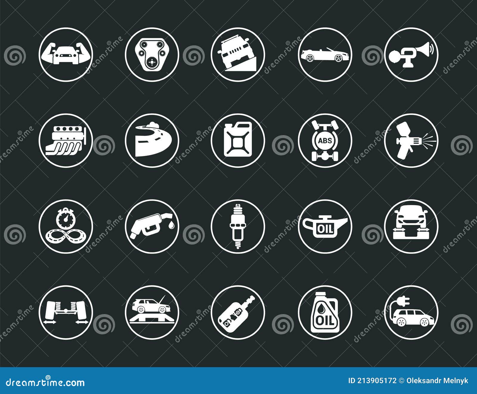 Set Vector Icons with Open Path Cars Transport with Elements for Mobile ...