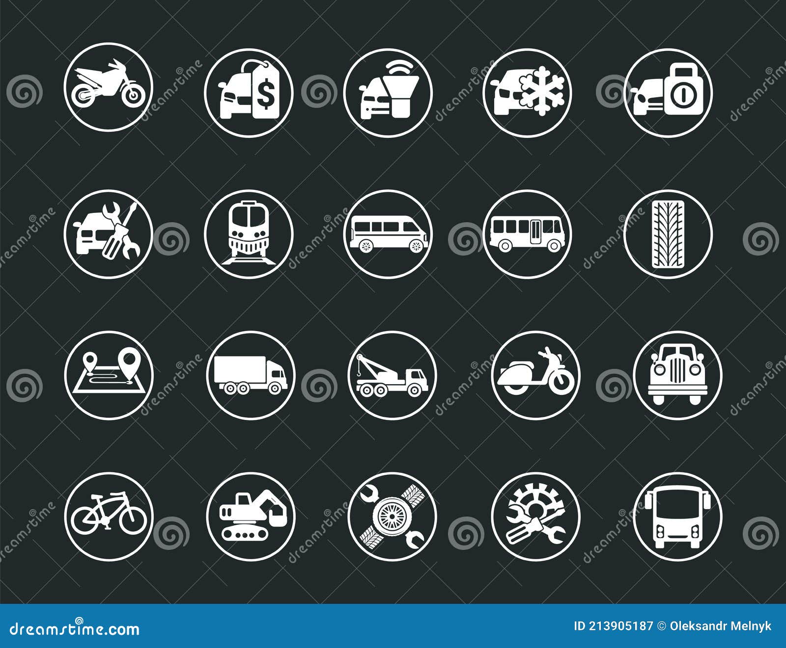 Set Vector Icons with Open Path Cars Transport with Elements for Mobile ...