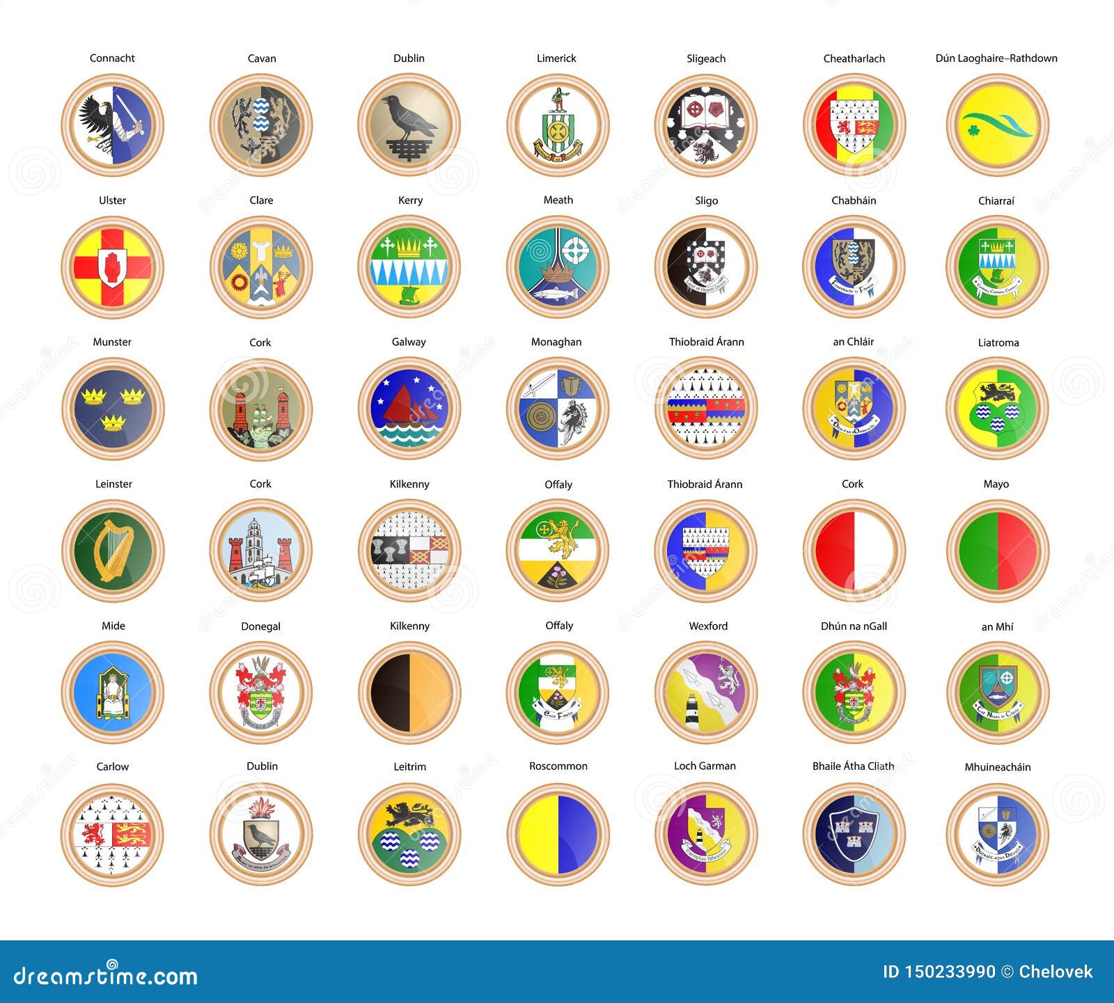 Set of Vector Icons. Regions of Ireland Flags, Provinces and Counties ... Set of Vector Icons. Regions of Ireland Flags, Provinces and Counties ...