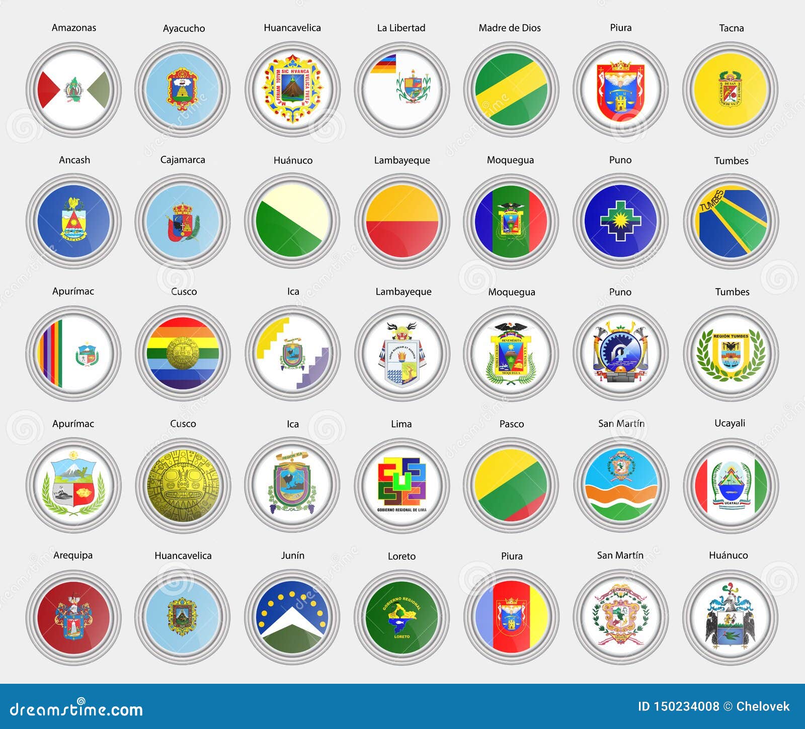 Set of Vector Icons. Regions of the Peru Flags Stock Vector ...