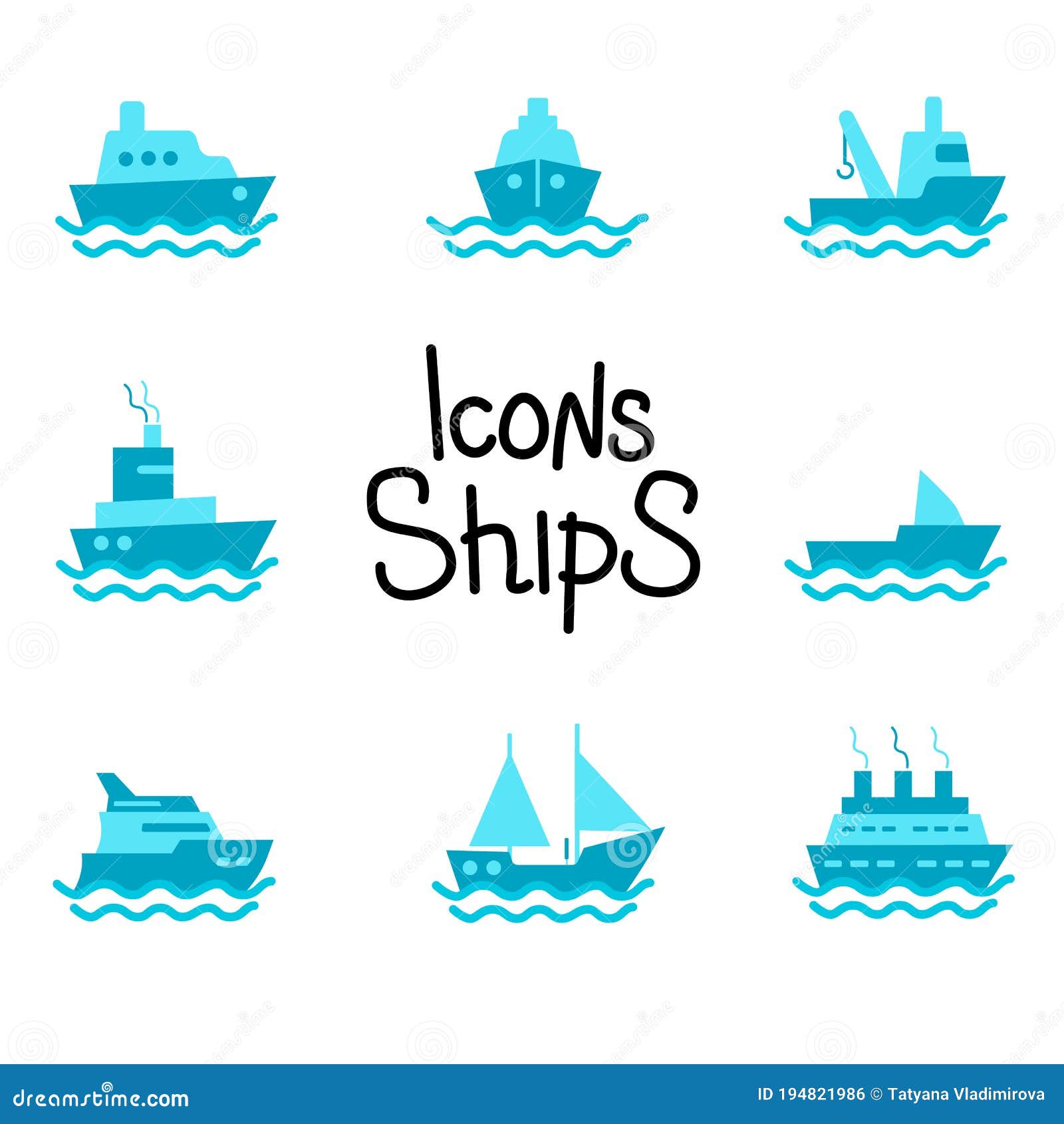 Set of Vector Icons with Ships. Stock Vector - Illustration of export ...