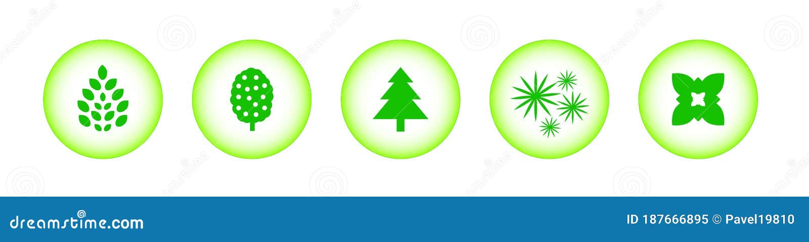 Set of Vector Icons for Shrubs and Plants, Environment Stock Vector ...