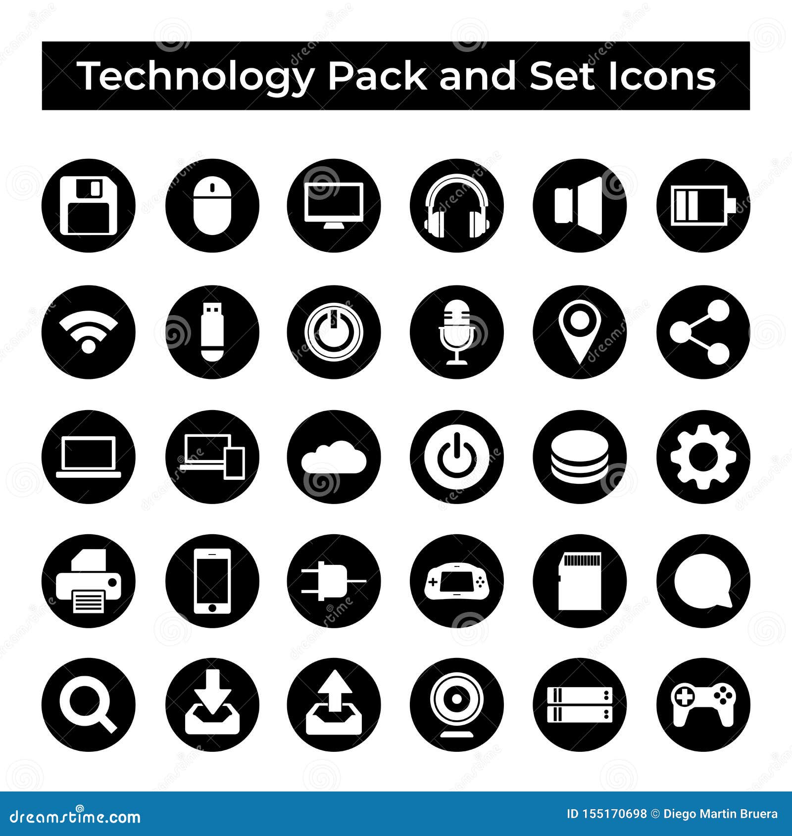 Set Vector Icons, Sign and Symbols Design, Technology and Computing ...