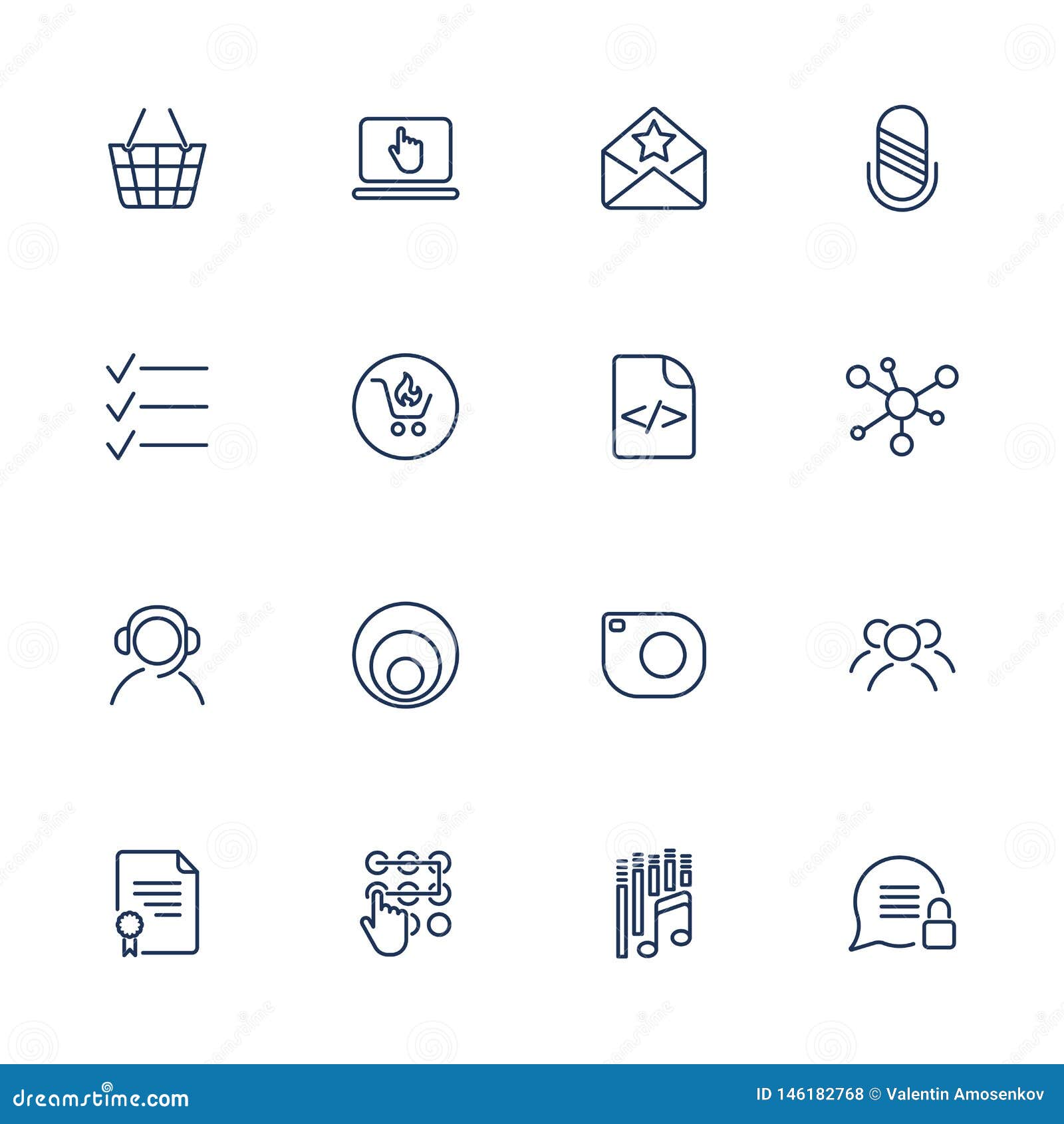 Set of 16 Vector Icons for Software, Application or Websites - Social ...