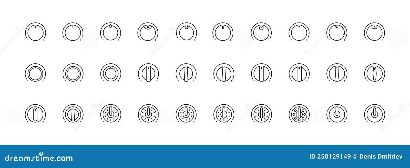 Set of Vector Icons on Theme Adjustment, Mode Selection, Control ...