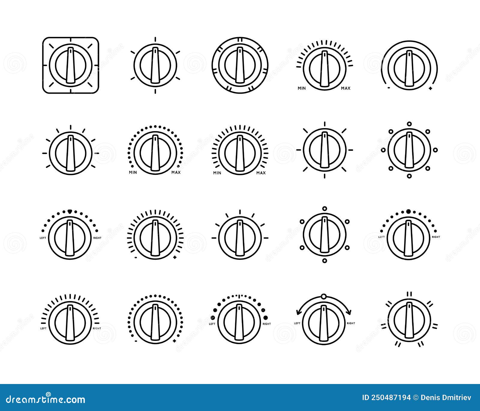 Set of Vector Icons on Theme Adjustment, Mode Selection, Control ...