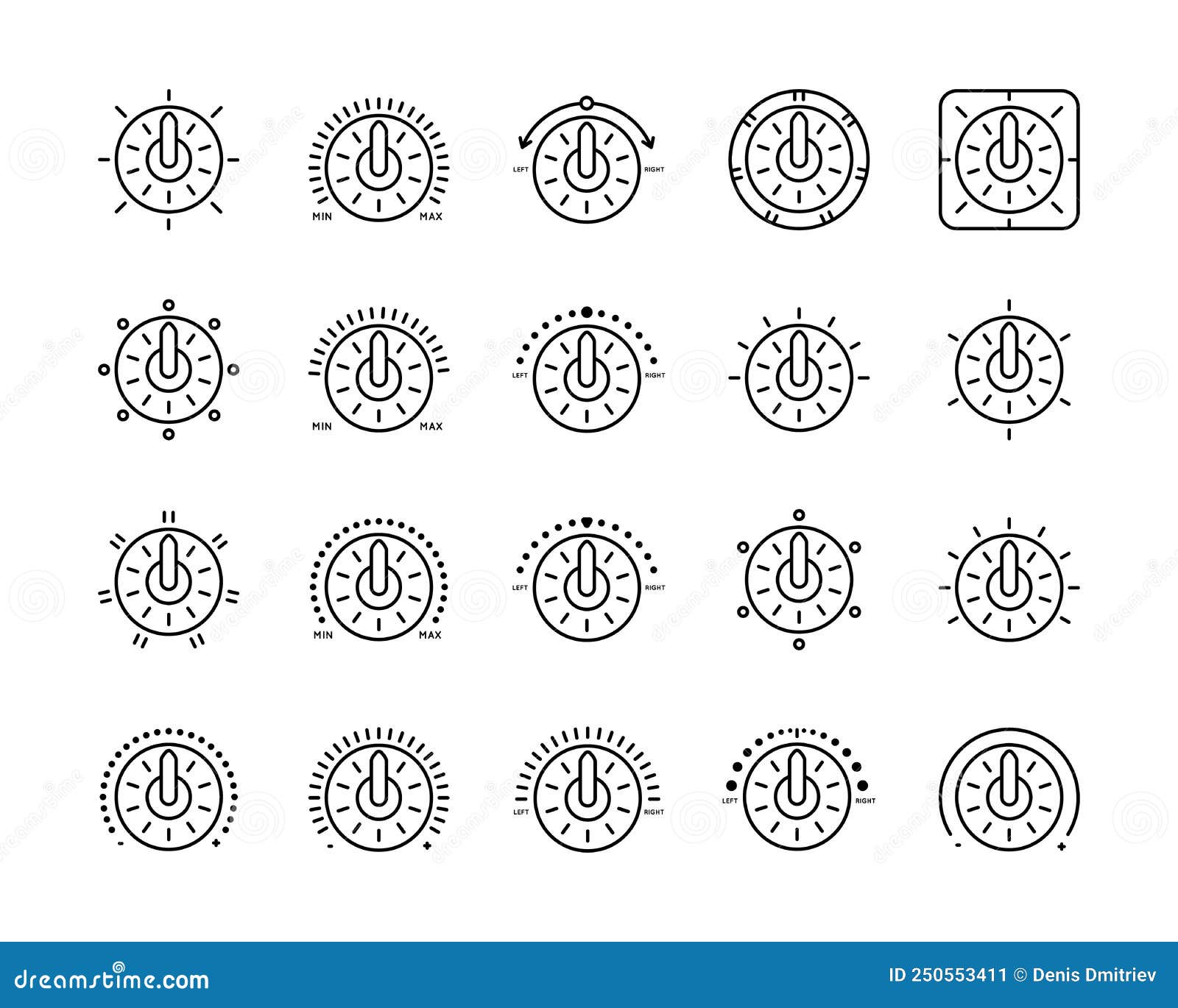 Set of Vector Icons on Theme Adjustment, Mode Selection, Control ...