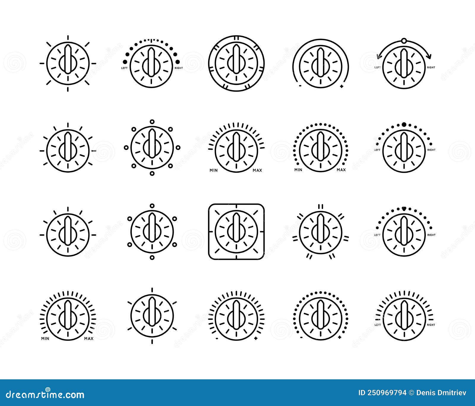 Set of Vector Icons on Theme Adjustment, Mode Selection, Control ...
