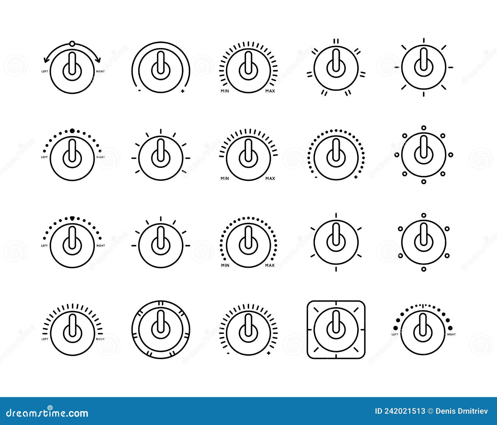 Set of Vector Icons on Theme Control Panel, Mode Control. Icon Selector ...