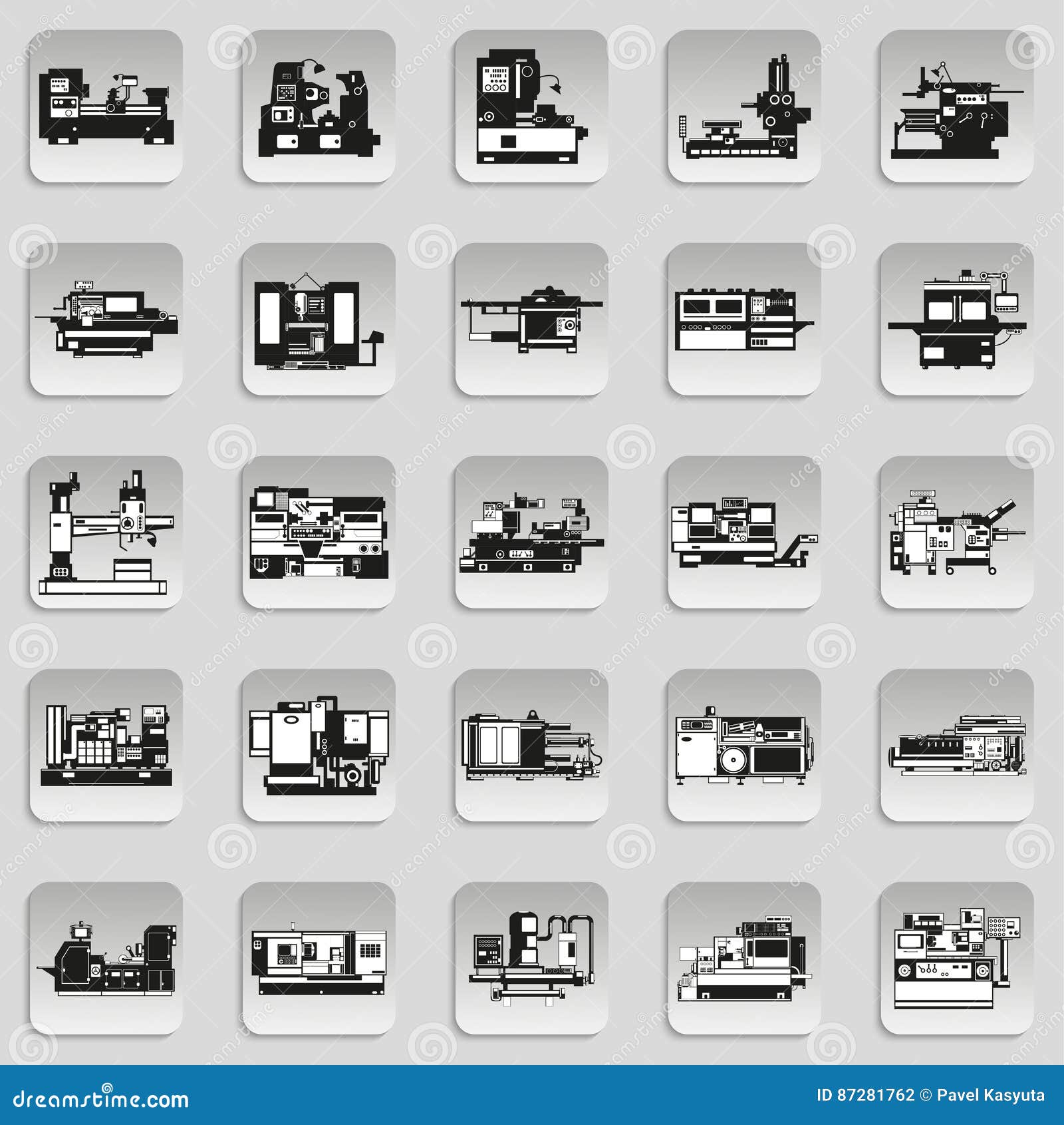 Set of Vector Icons on the Theme of Industrial Equipment. Stock Vector ...
