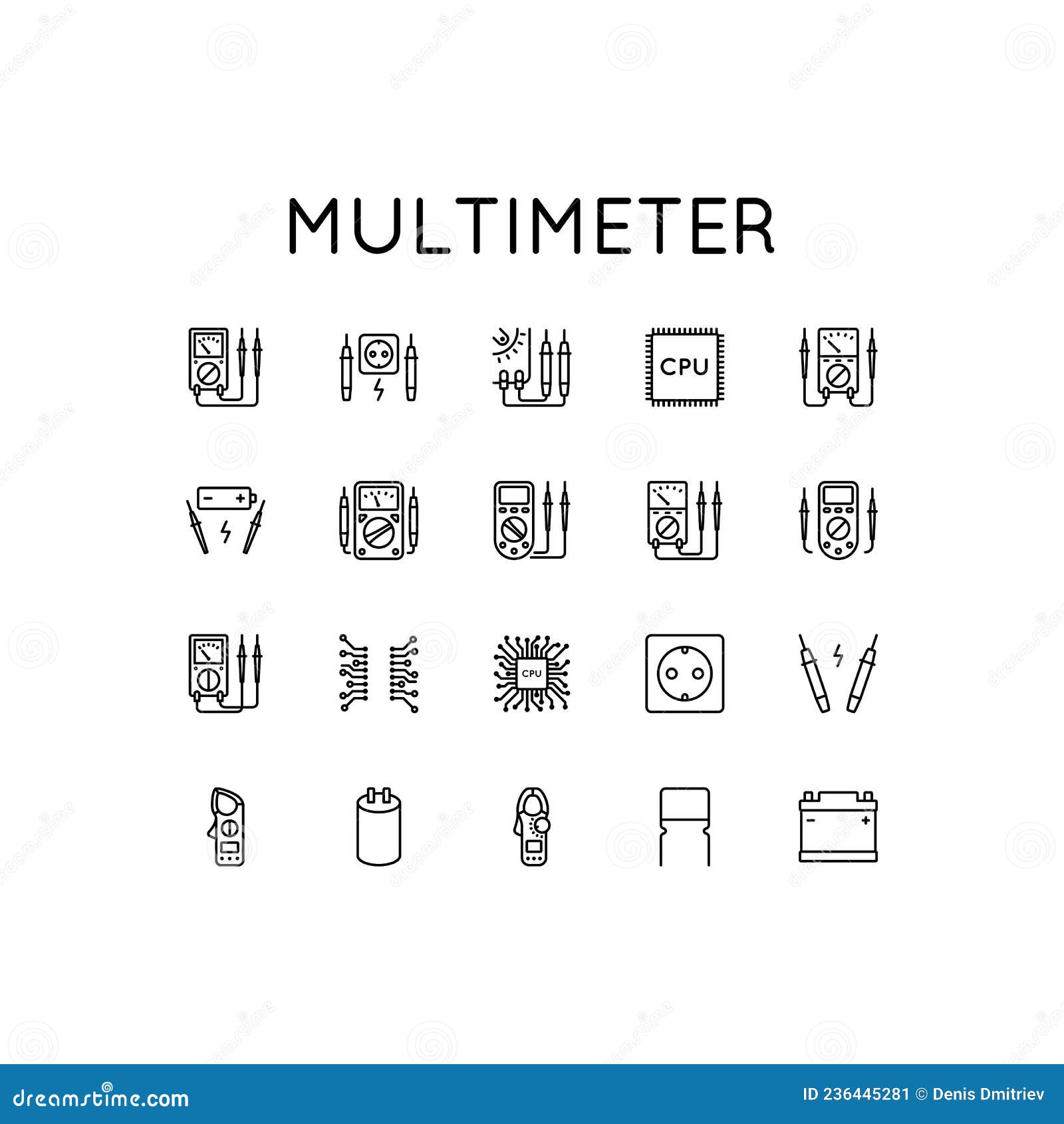 Set of Vector Icons on Topic of a Measuring Device. Presented Digital ...