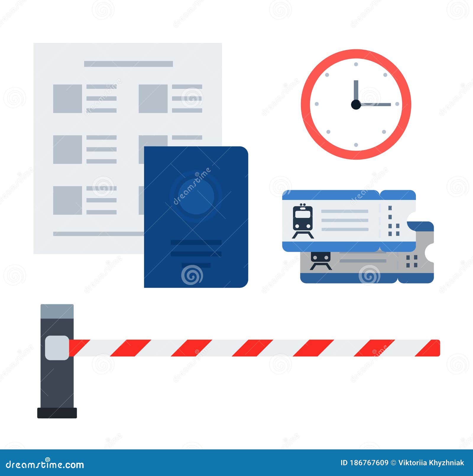 Set Vector Icons Tram Equipment and Driver and Passenger Documents in ...