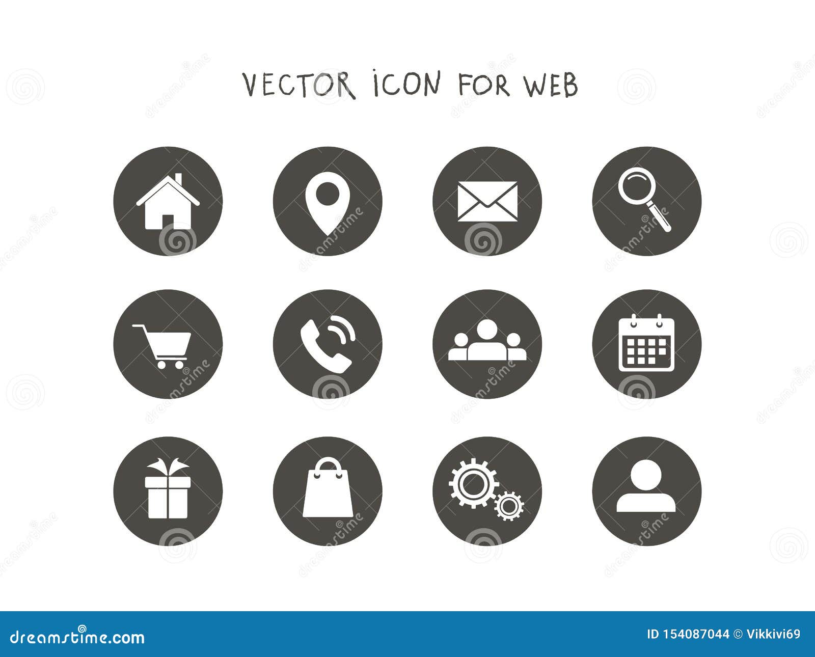 Set of Vector Icons for the Web. Icons in Circle To Navigate the Site ...