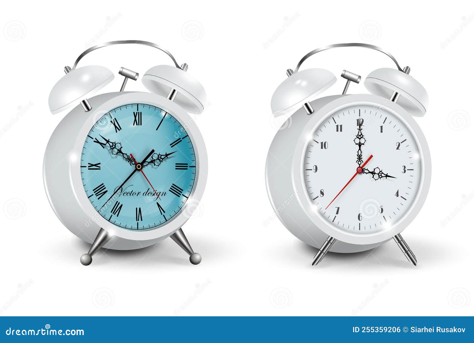 Set Vector Illustration of a Alarm Clock. Stock Vector - Illustration ...