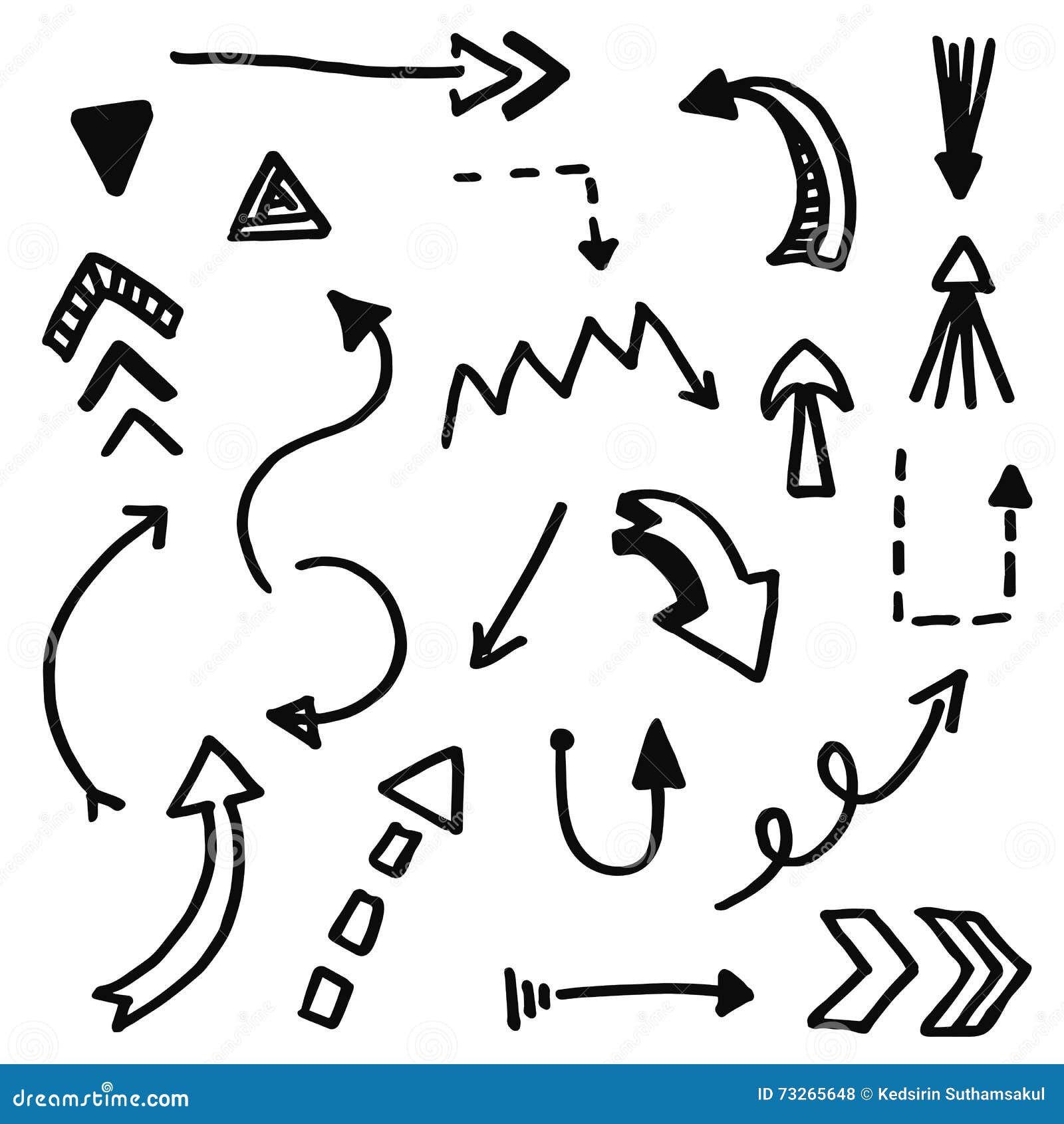 Set Vector Illustration of Doodle Arrows on White Background Stock ...