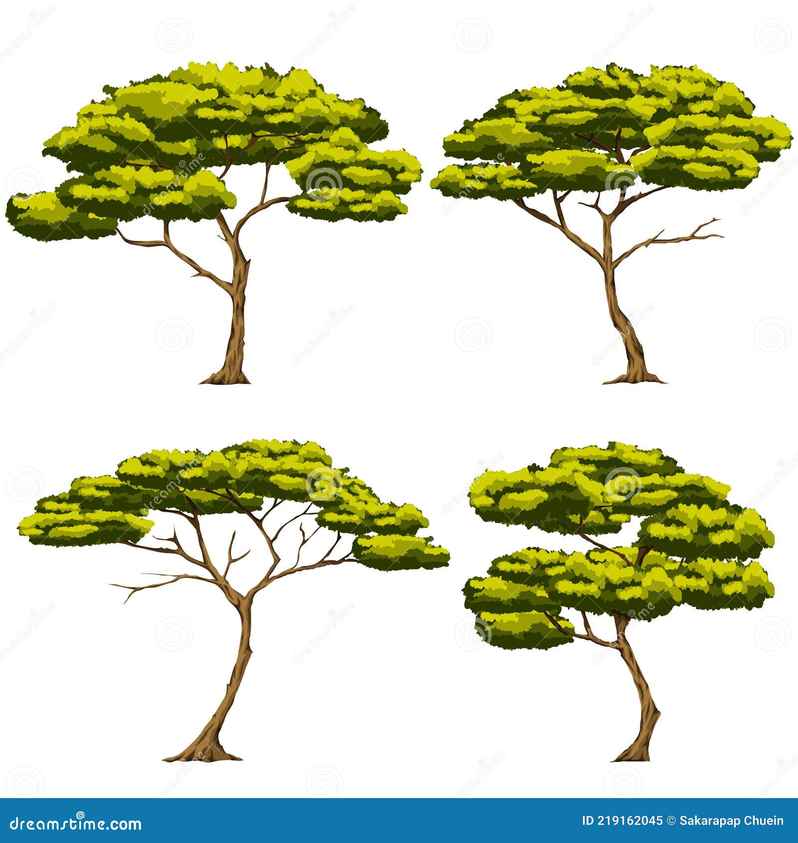 Set Vector Illustration of Four Trees Stock Vector - Illustration of ...