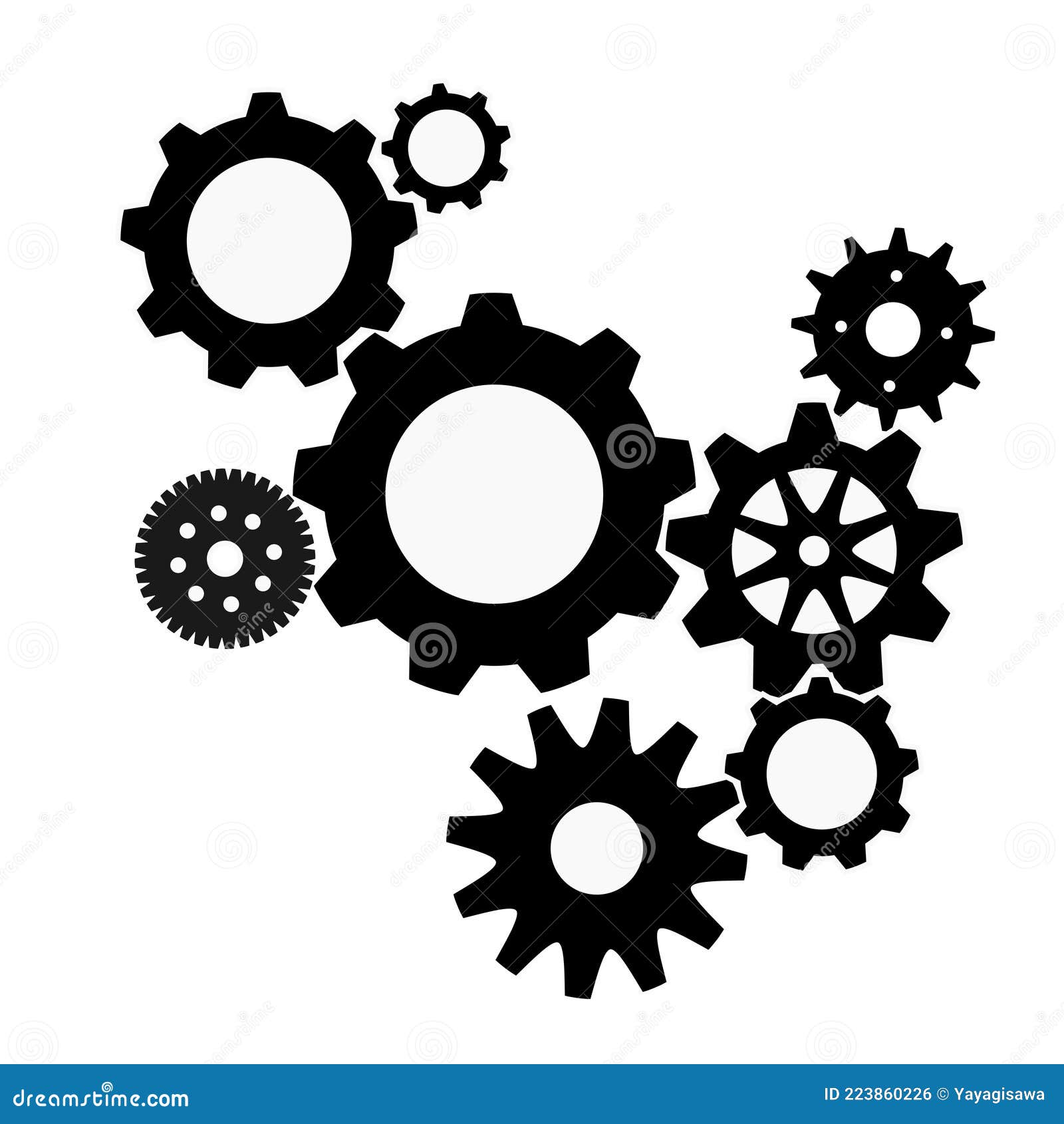 Set of Vector Illustration Gears in Black Color Stock Vector ...