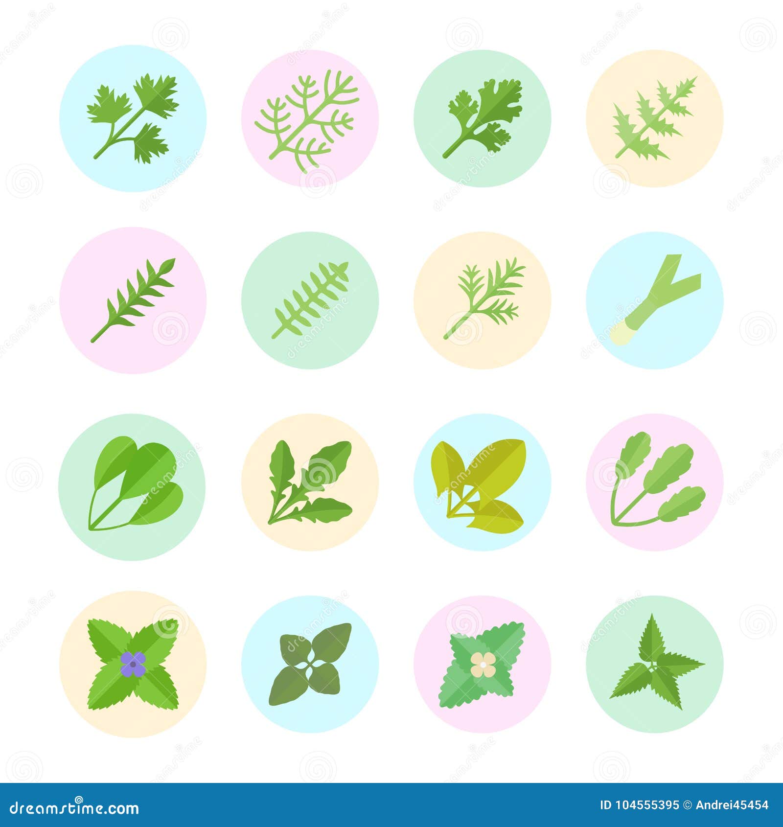 Set Vector Flat Icons of Greenery Stock Illustration - Illustration of ...
