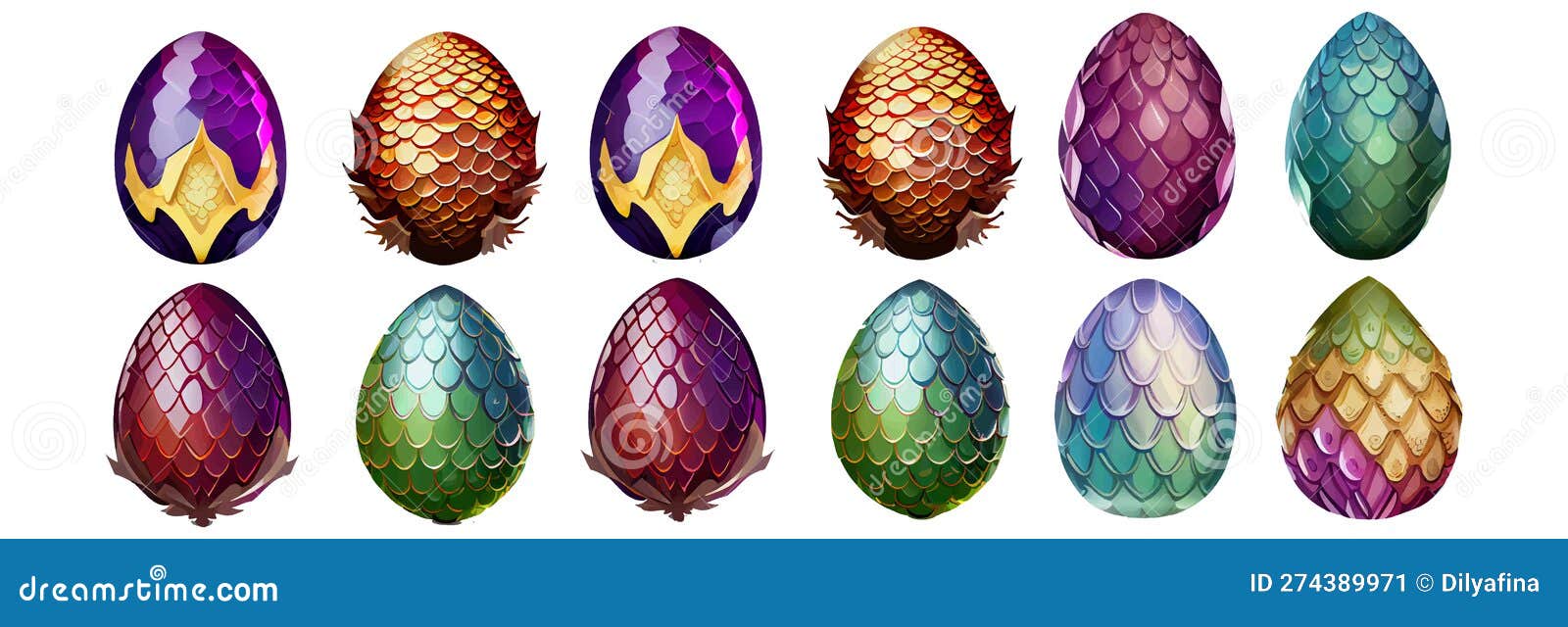 Set Vector Illustration of Scaly Egg with Dragon Baby Inside Isolate on ...
