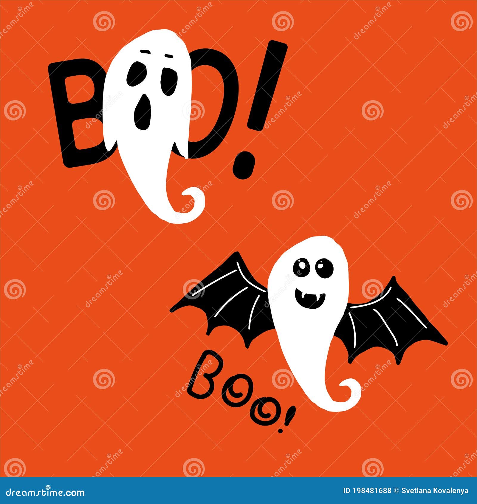 Set Vector Illustration of Two Ghosts Stock Vector - Illustration of ...