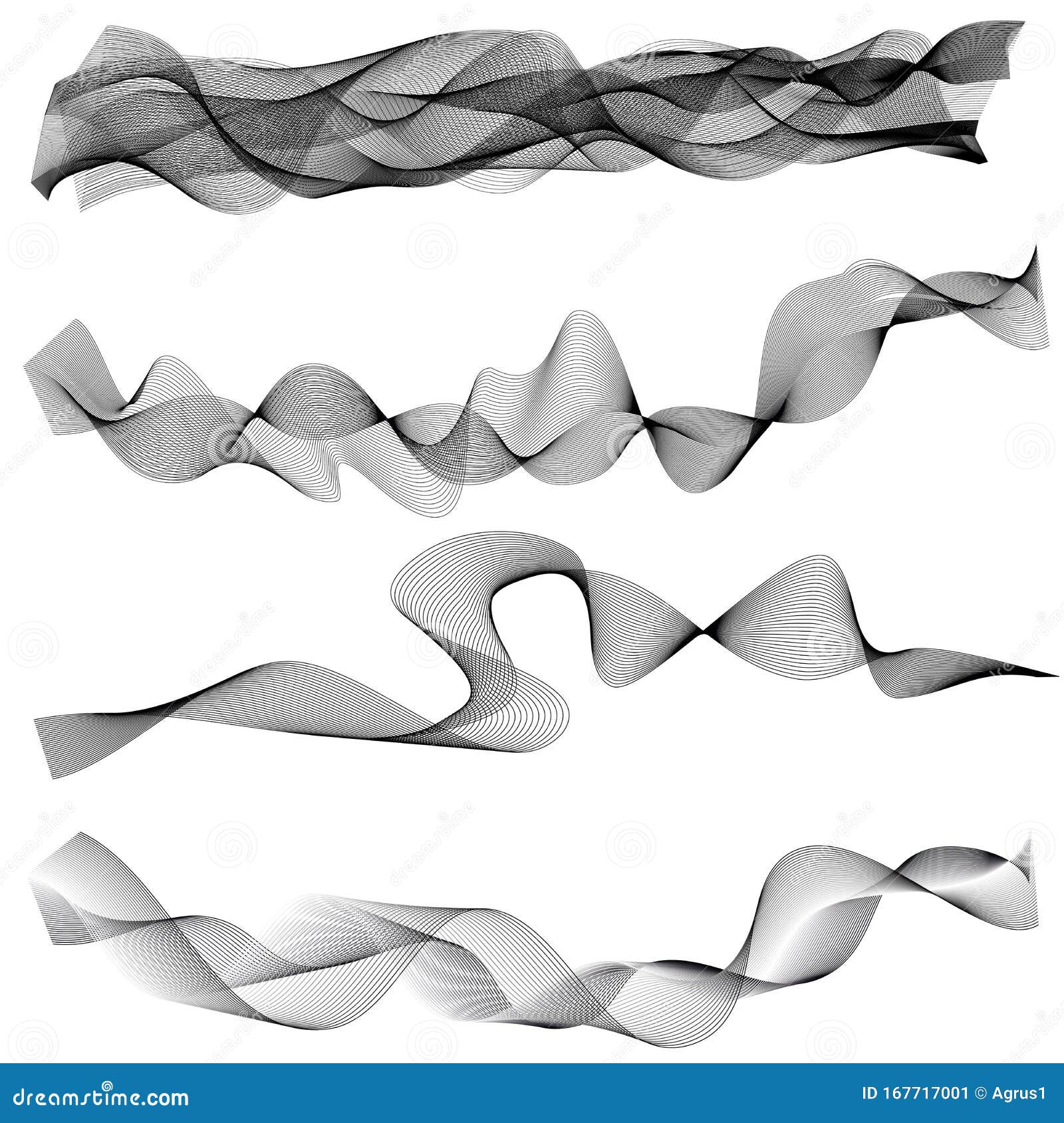 Set of Abstract Wave Lines on White Background Stock Vector ...