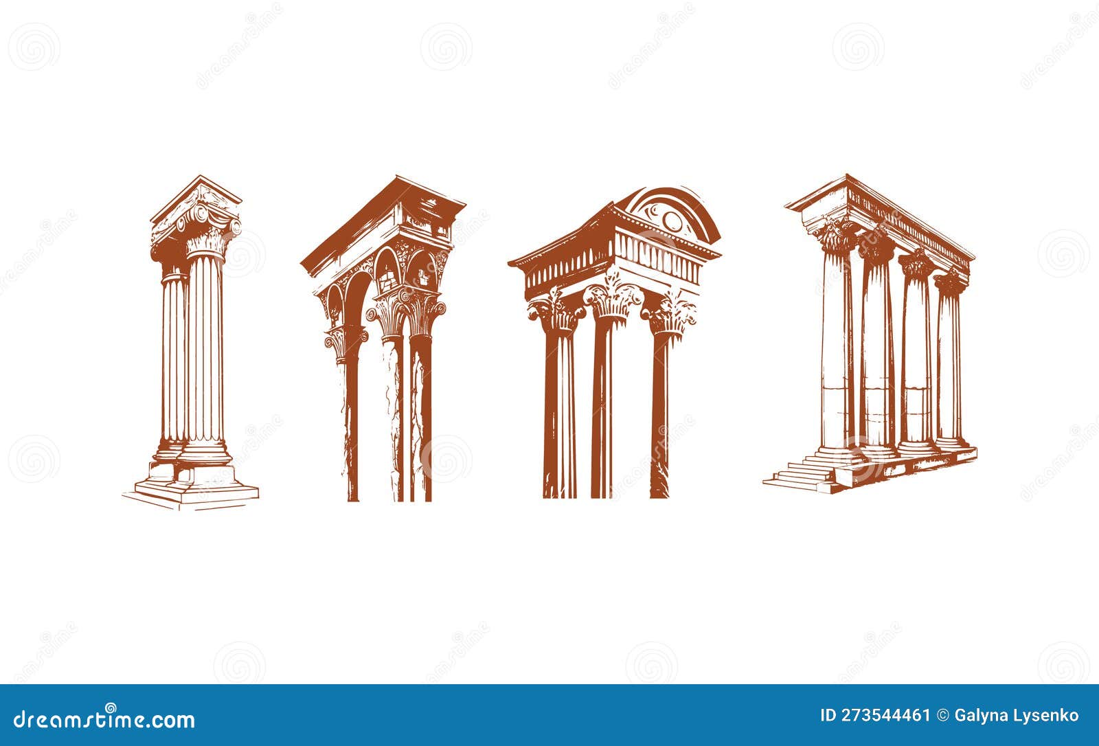 Set of Vector Illustrations of Antique Arches.Basic Elements of Greek ...