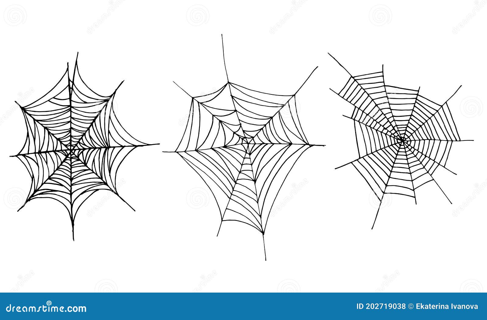 Set of Vector Illustrations of Cobwebs Drawn by Hands. Decoration ...