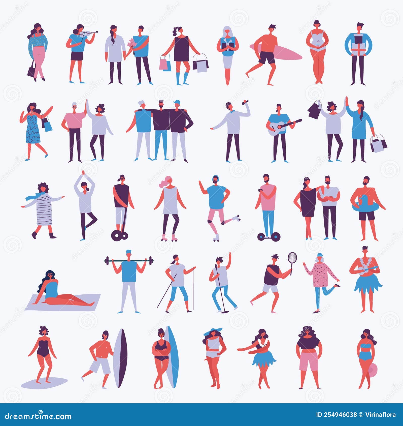 Set of Vector Illustrations of Different Activities People Stock Vector ...