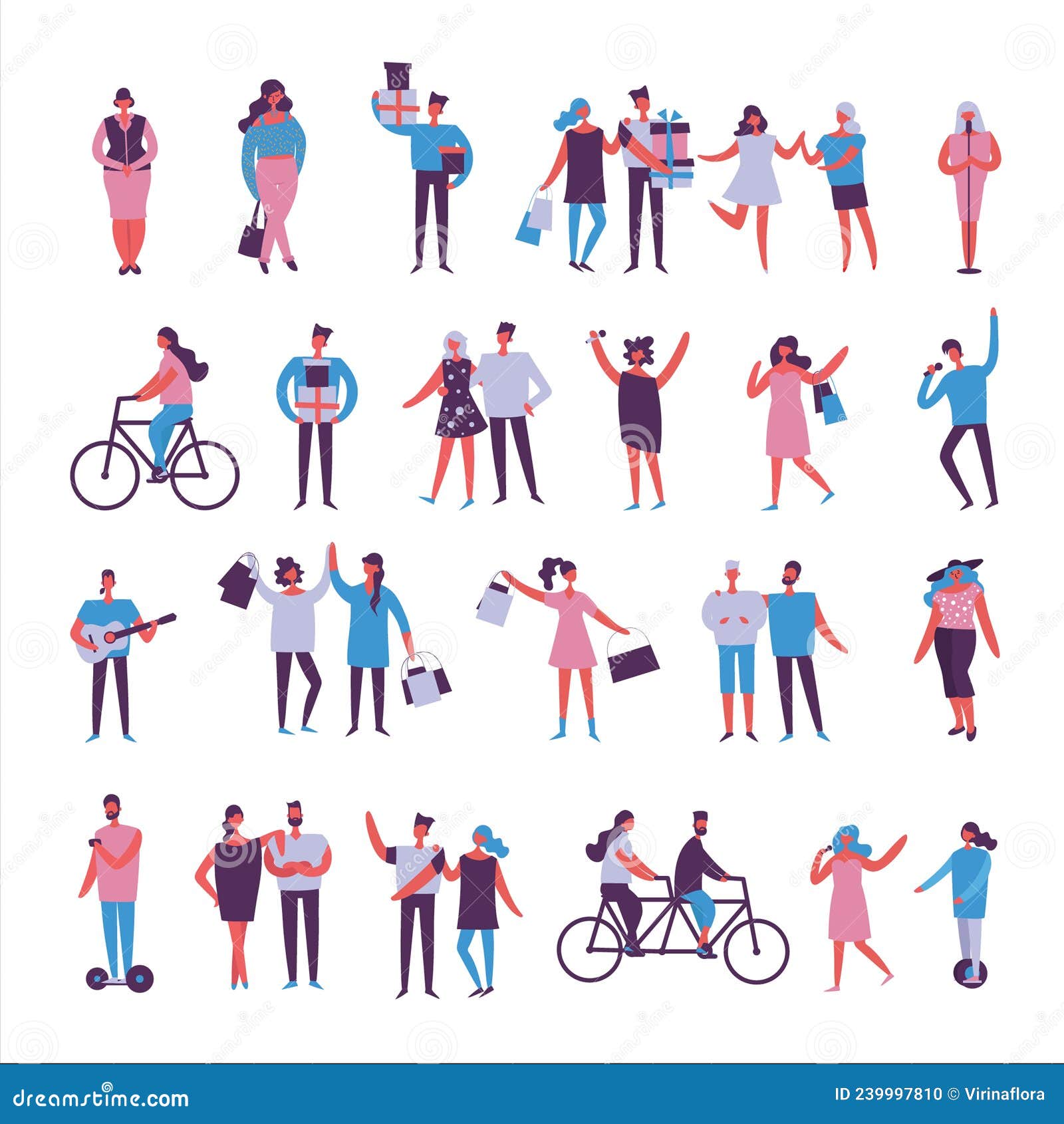 Set of Vector Illustrations of Different Activities People Stock Vector ...