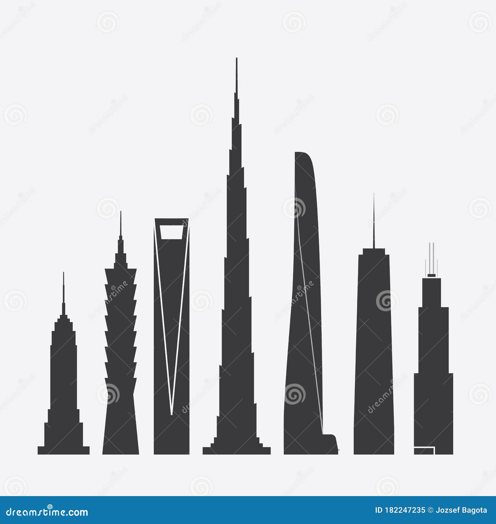 Set of Vector Illustrations of Famous Skyscrapers Editorial Image ...