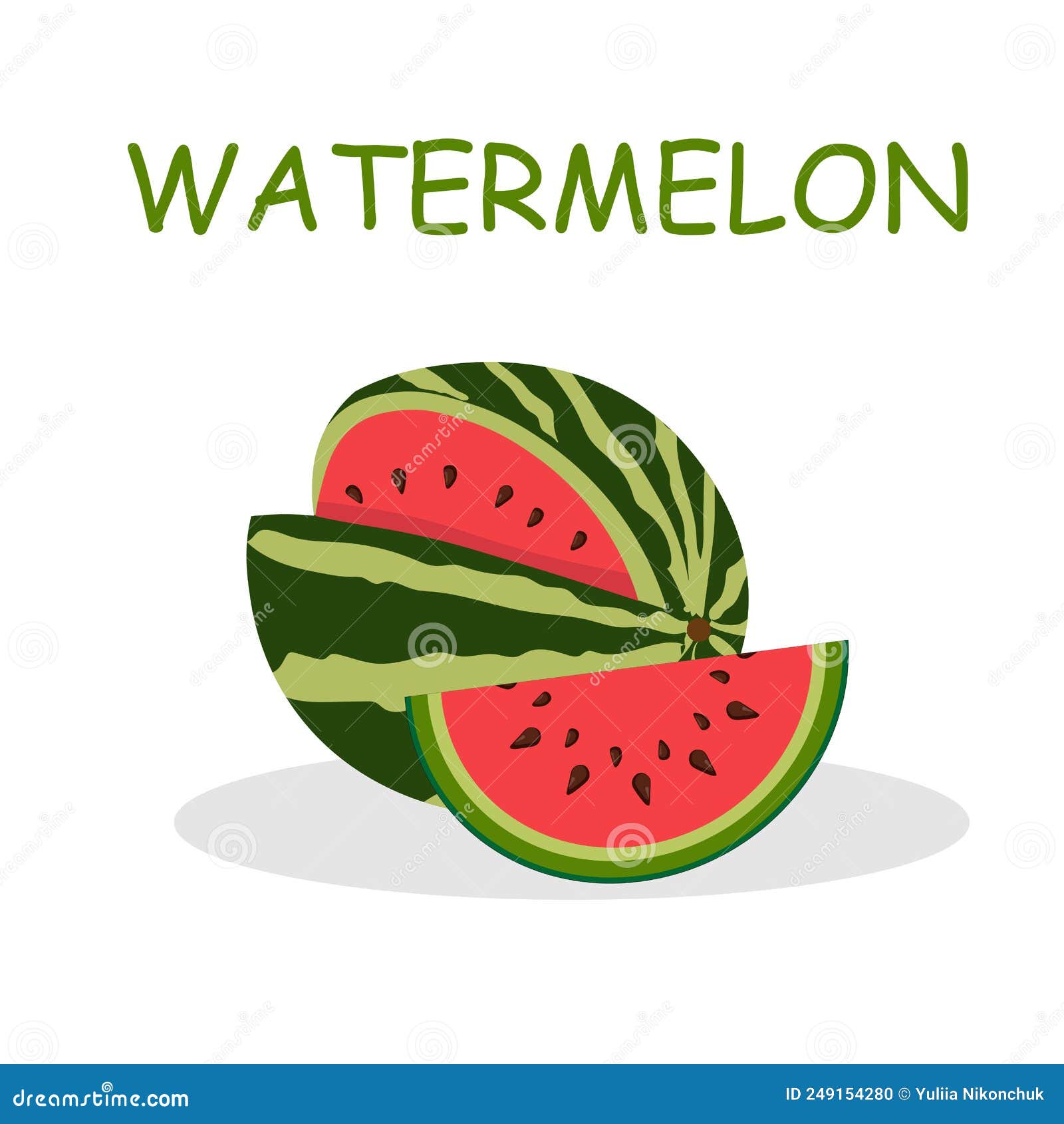 Set of Vector Illustrations of Flat Watermelon. Cut Watermelon ...