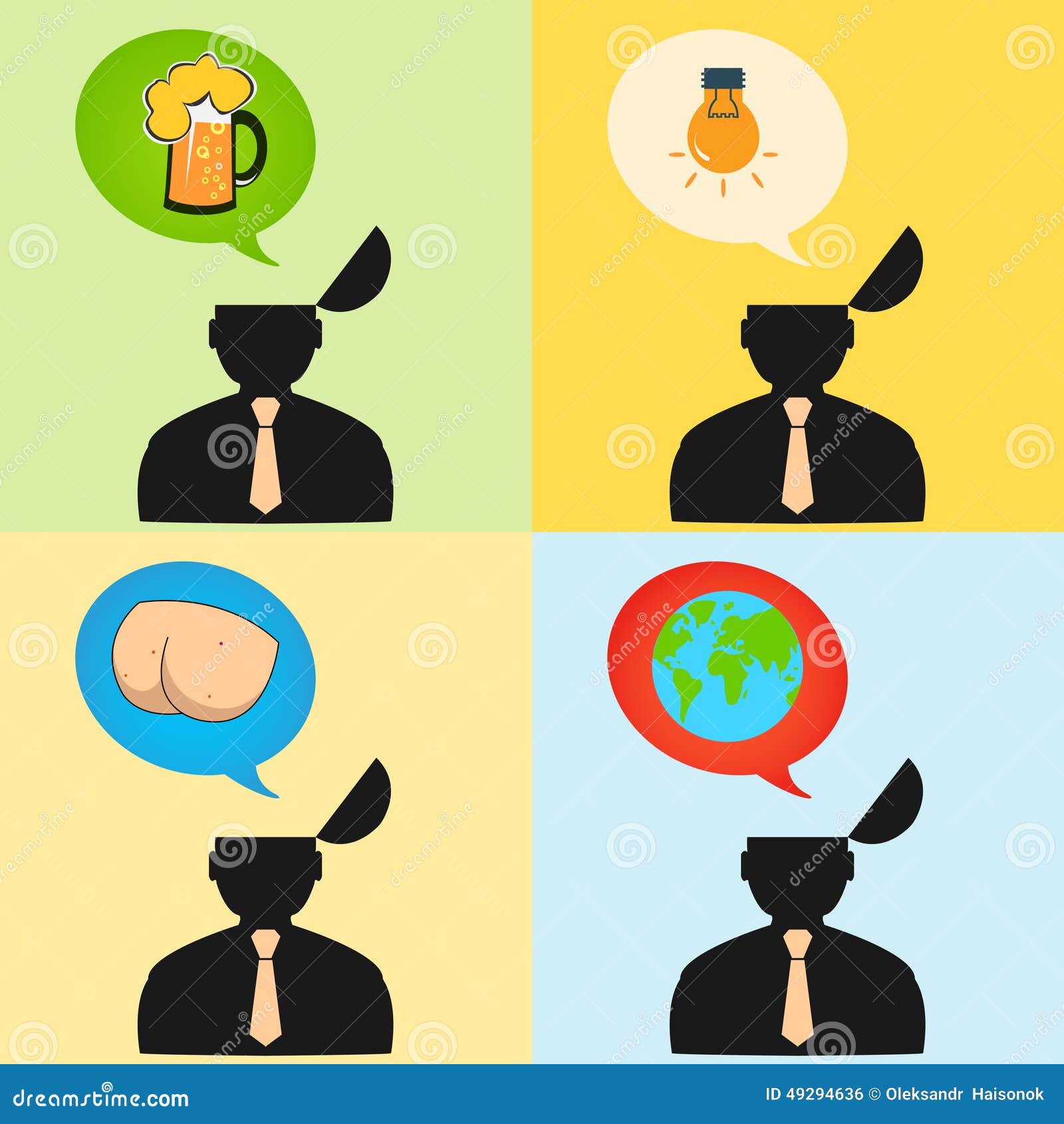 Set of Vector Illustrations with Human Thoughts Stock Vector ...