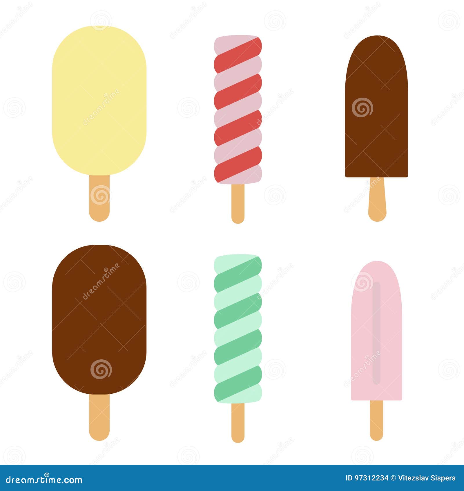 Set of Vector Illustrations of Ice Lolly Different Colors Stock Vector ...