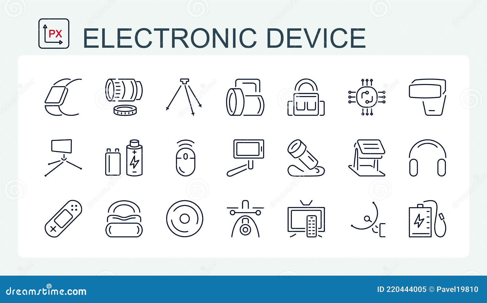 A Set of Vector Illustrations, Icons of Electronic Devices, Accessories ...