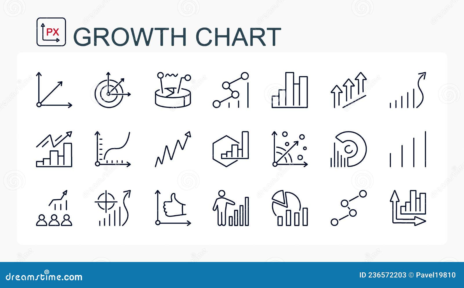 A Set of Vector Illustrations, Icons from a Thin Line of a Growth ...