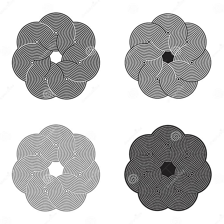 Interlaced Circle, Intertwined Element, Line Design Stock Vector ...