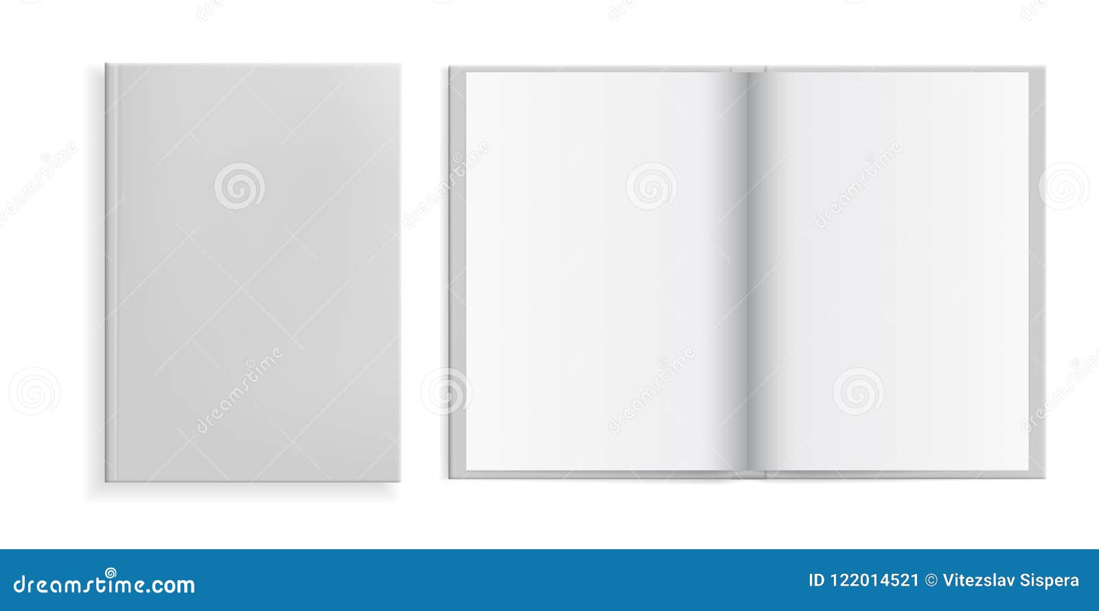 Set of Vector Illustrations, Open and Closed Book in White Hardcover ...