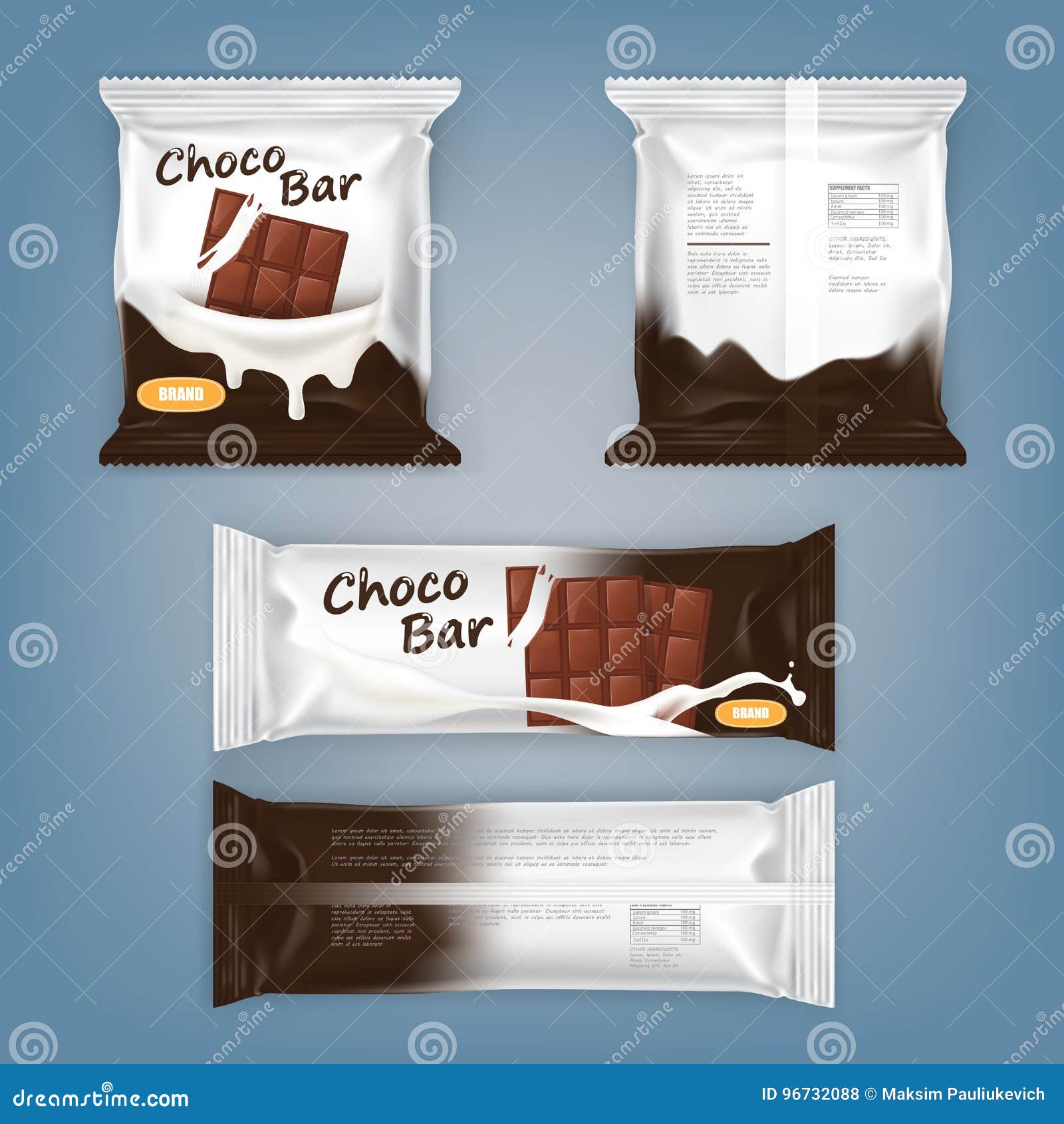 Set of Vector Illustrations of Packing for Chocolate Bars Stock Vector ...