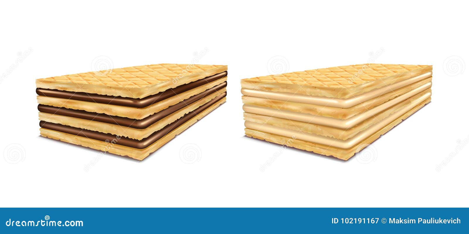 Rectangular Crispy Wafers With Cream Filling. Vector Illustration ...