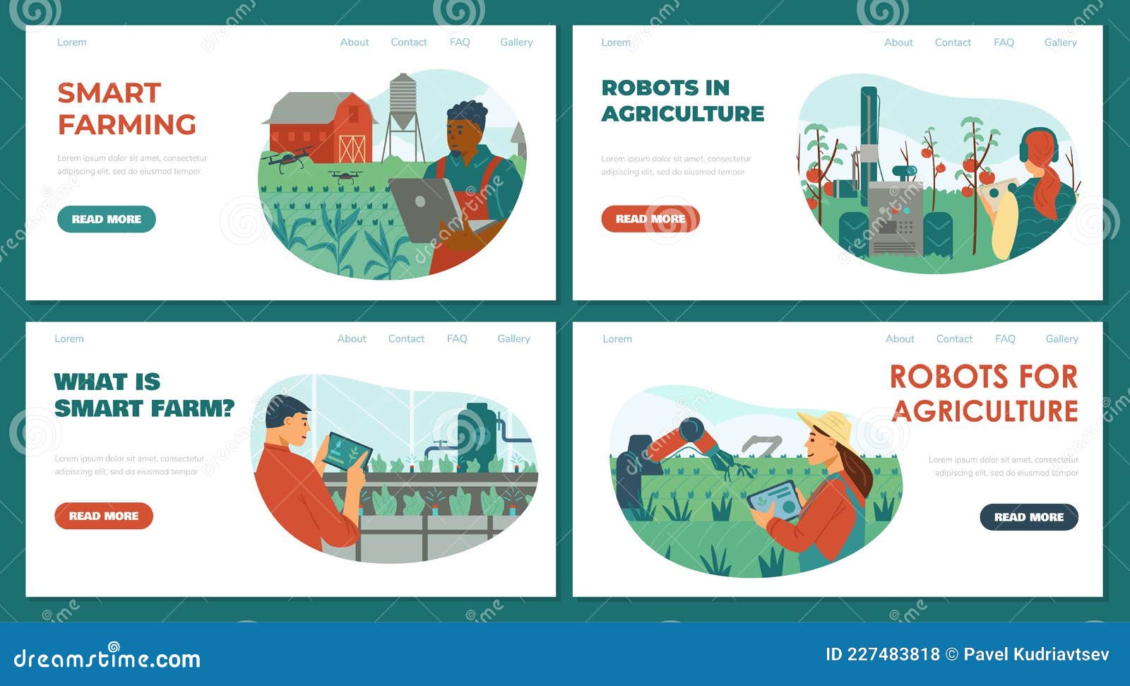 Set of Vector Illustrations of Smart Farming. Collection of Web ...