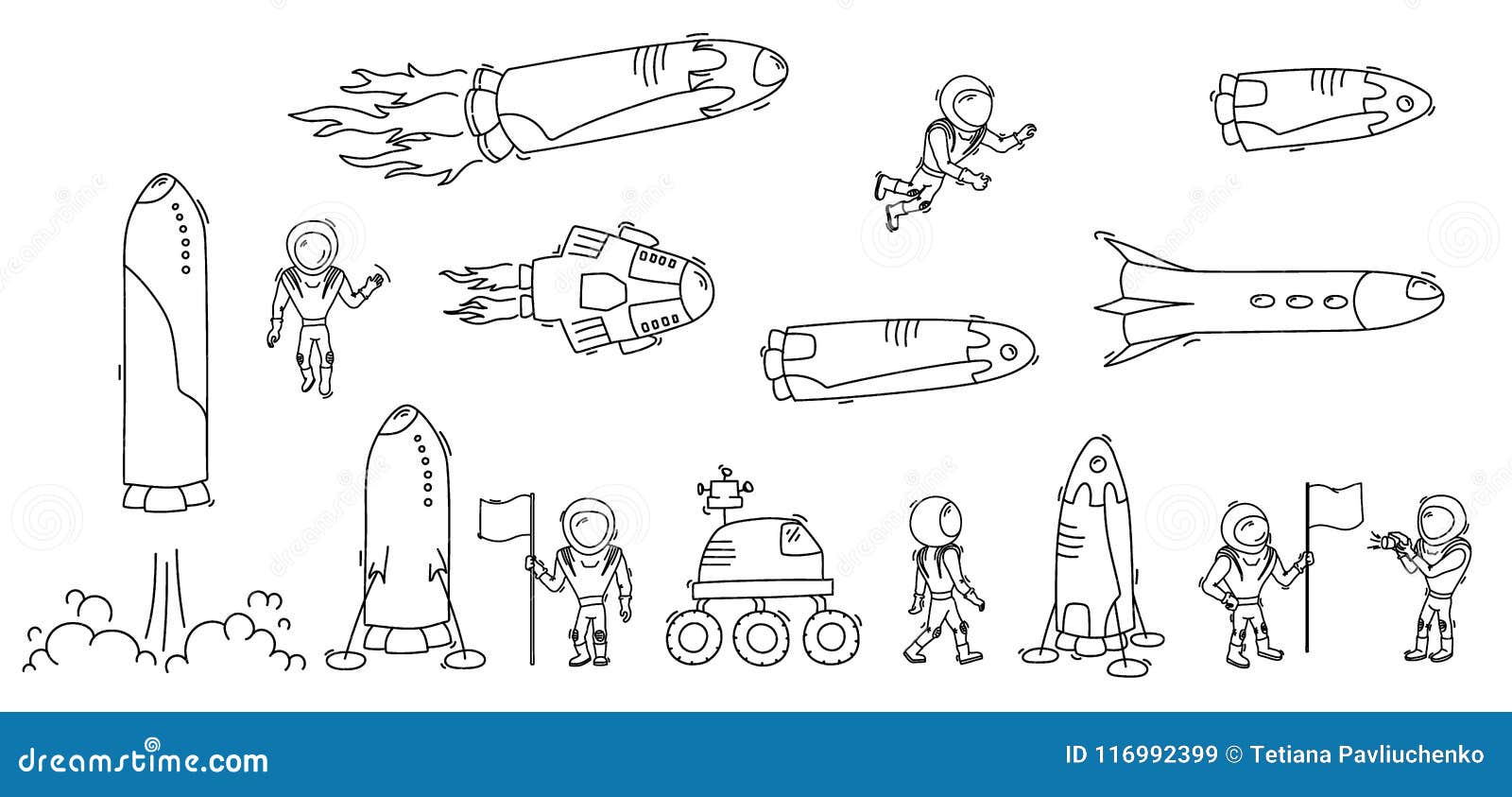 Set of Vector Illustrations of Space Objects Stock Vector ...