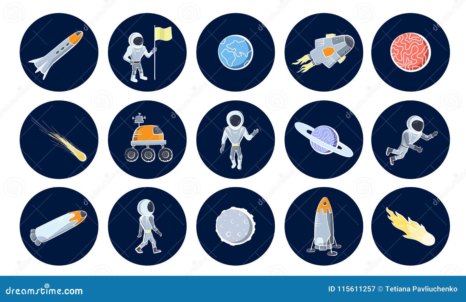 Set of Vector Illustrations of Space Objects Stock Vector ...