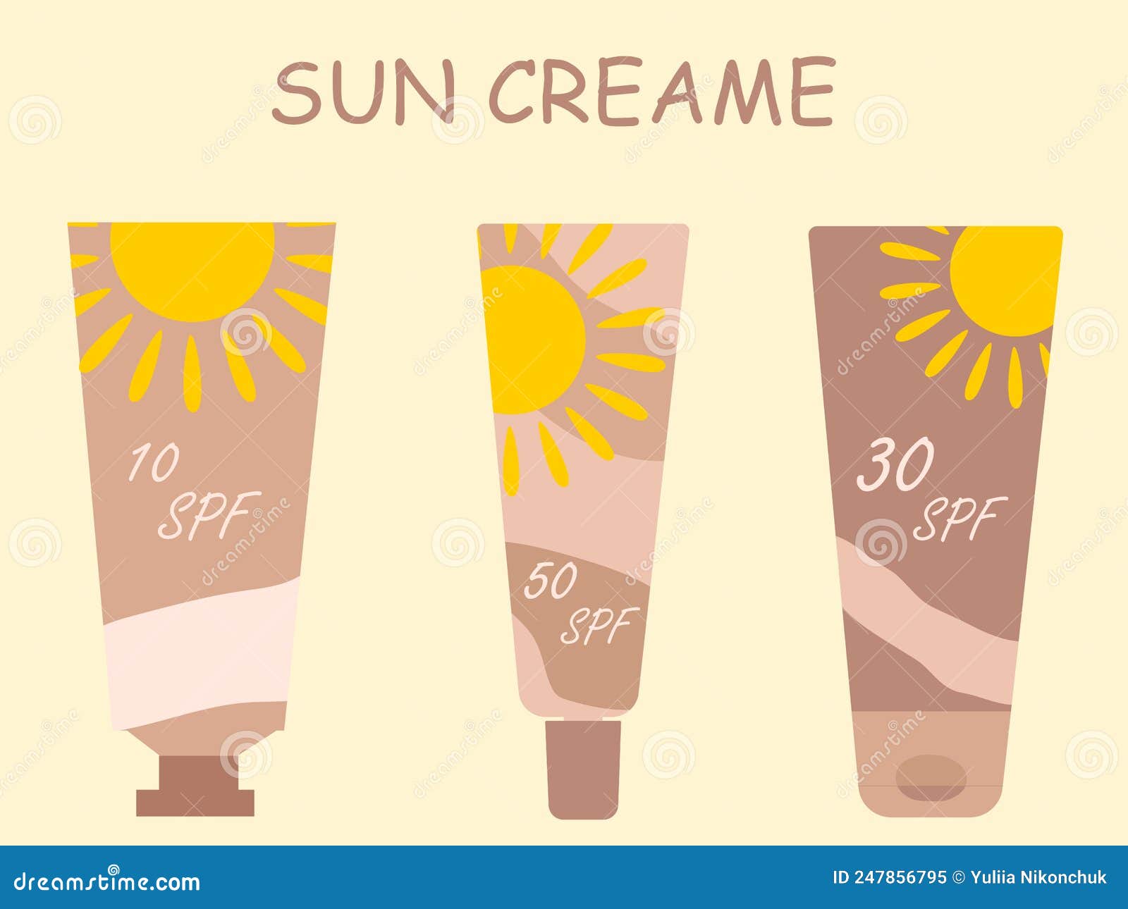 Set of Vector Illustrations with Sunscreens with Different Spf ...