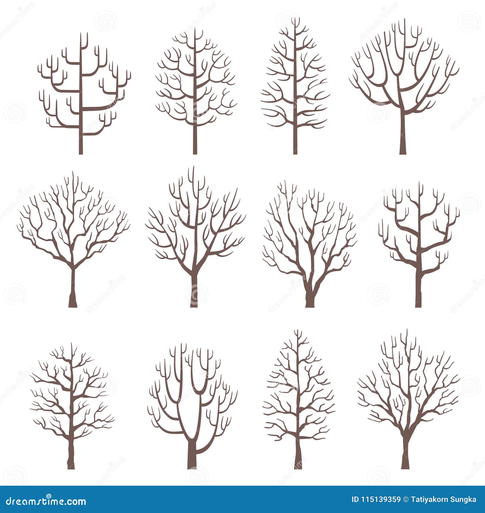 Set illustration of trees stock illustration. Illustration of beauty ...