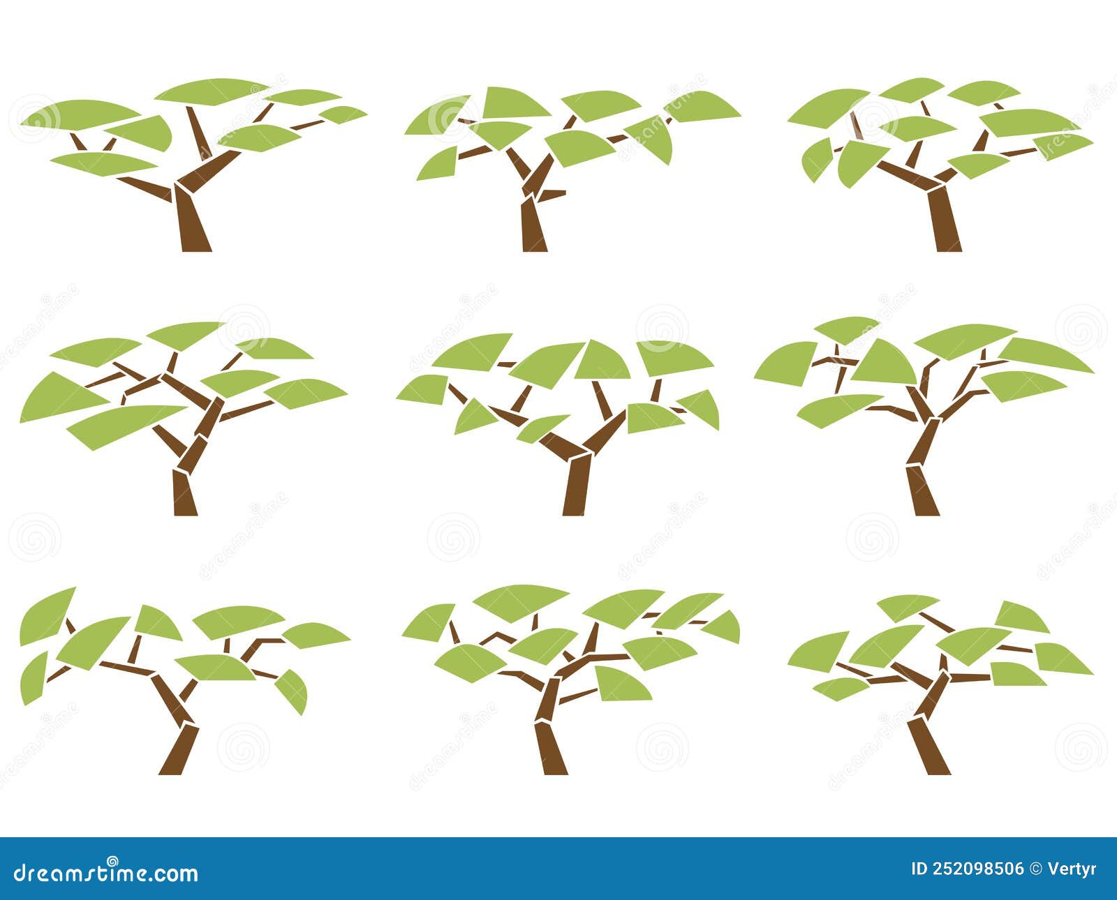 Set of Vector Images of Acacia Trees in Flat Design Stock Vector ...