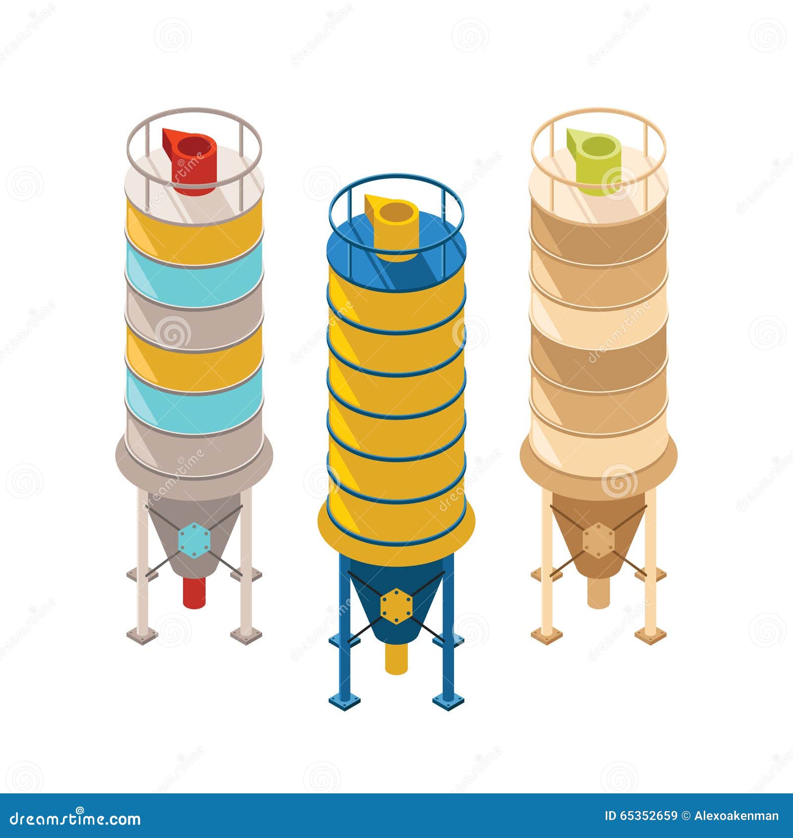 Set of Vector Industrial Towers in Isometric Style Stock Vector ...