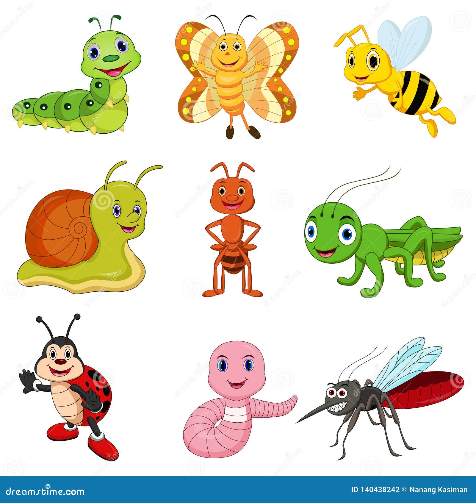 Set of vector insects stock vector. Illustration of ladybug - 140438242