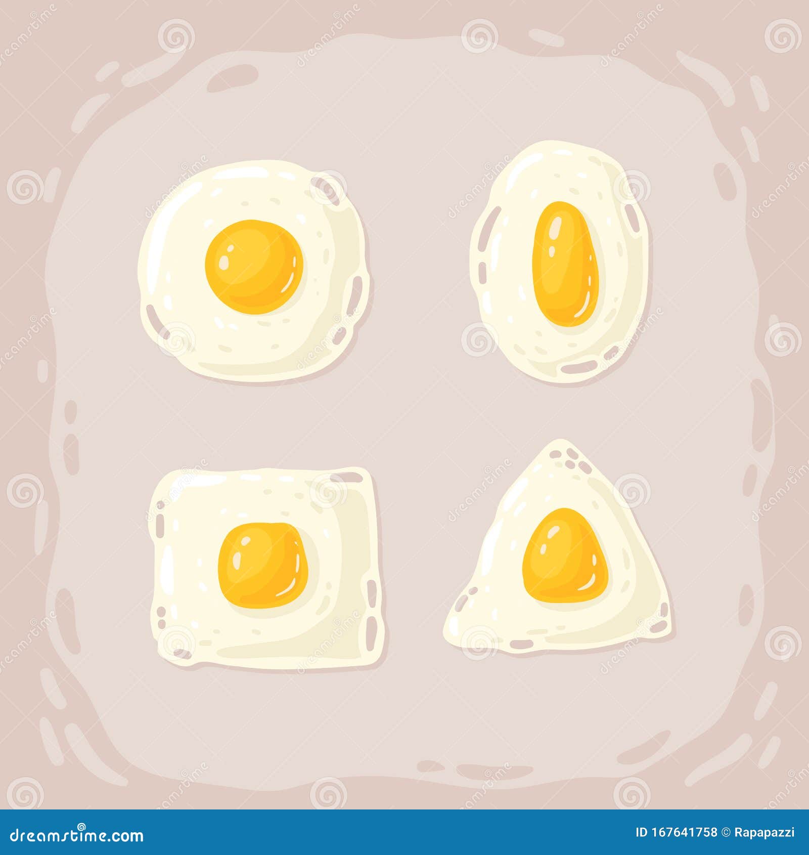 Set of Fried Eggs in Diferent Shapes Stock Vector - Illustration of ...